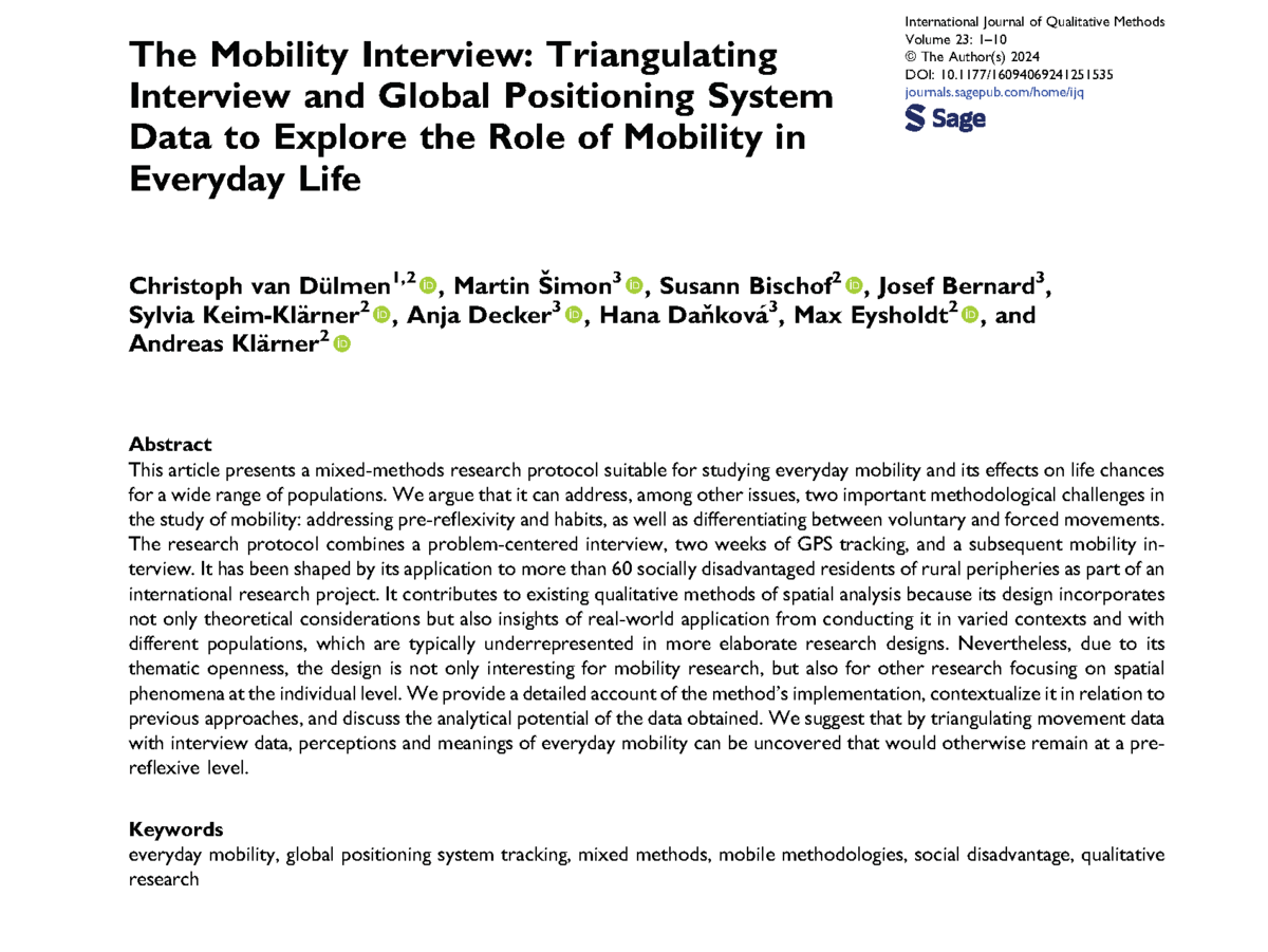 en: The mobility interview: Triangulating interview and global ...